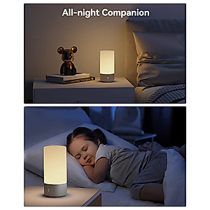 Table Lamp, [Advanced] Bedside Touch Control Lamp for Bedroom 3 Level Dimmable Warm White Lights with 256 RGB Color Mode Modern Design Smart Nightstand Desktop LED Lamps Portable for Read