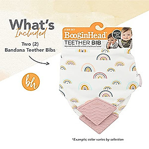 BooginHead Cotton Baby Bandana Teething Bib 2-Pack, Pink Hearts