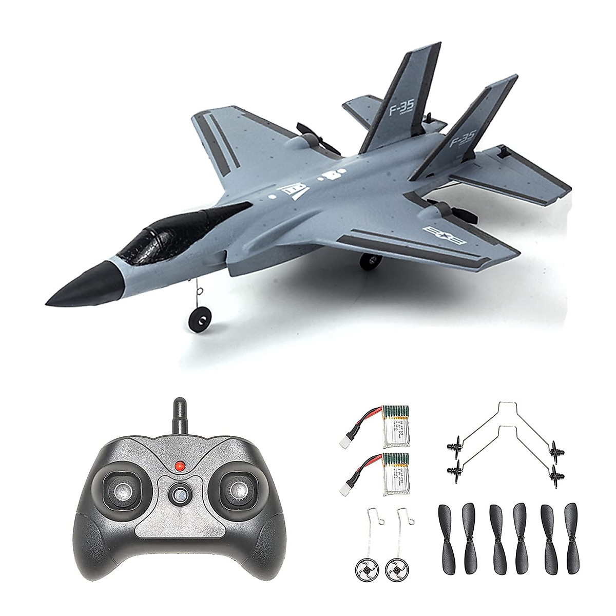 RC Airplane, 2.4Ghz 2 Channel Remote Control Plane Ready to Fly,RC Aircraft Built in 6-Axis Gyro,Easy Fly RC Plane for Kids Boys Beginner(Two Batteries)