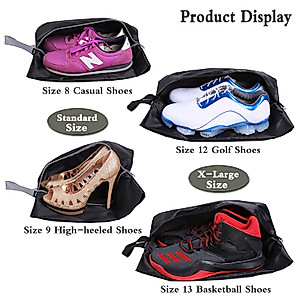 YAMIU Travel Shoe Bags Set of 4 Waterproof Nylon with Zipper for Men & Women, Black