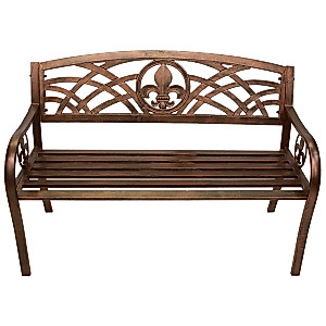 212 Main Fleur-de-lis Metal Bench