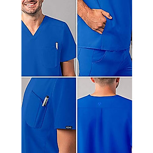 Adar Addition Scrubs for Men - Modern Multi Pocket V-Neck Scrub Top - A6010 - Royal Blue - M