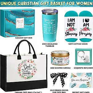 Christian Gifts for Women Faith, Inspirational Religious Gifts for Women, Catholic Spiritual Gifts Mothers Day Birthday Gifts for Women Mom Sister Best Friends Grandma Wife Coworker w/ Canvas Tote Bag