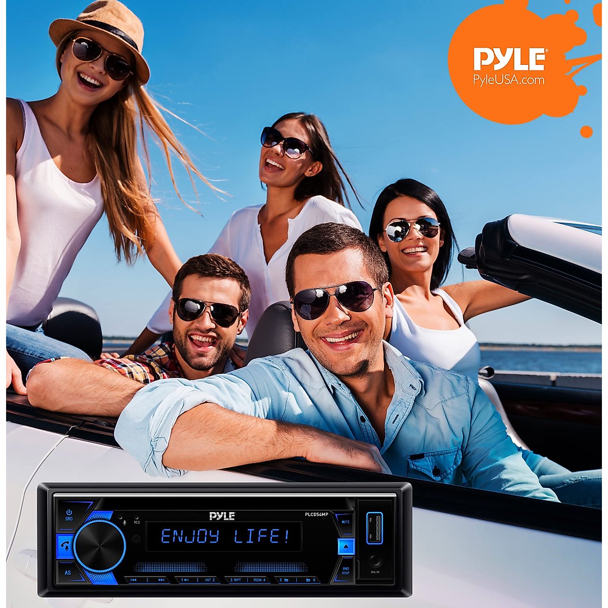 Pyle MP3 Stereo Receiver Power Amplifier, AM/FM/MP3/AUX Stereo Receiver, USB Flash Readers, Single DIN, 30 Preset Memory Stations, LCD Display with Remote Control, RGB Button