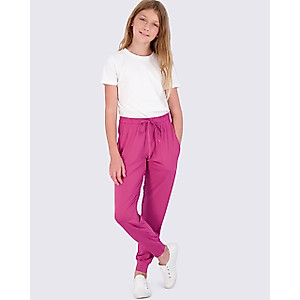 Real Essentials Girl's Dry Fit Joggers Sweatpants | Soft Athletic Pants for Teens & Kids | Casual Running & Sports | Joggers with Pockets & Drawstring - Set 6, X-Large (Pack of 3)