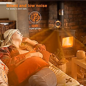4-Blade Heat Powered Stove Fan, Wood Stove Fan Fireplace Fan for Wood/Log Burner/Fireplace, Auto-sensing Wood Burning Stove (Non-Electric) Efficient Heat Distribution and Silent Operation