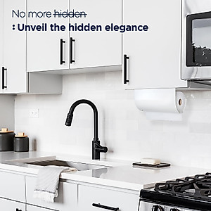 Dogorow Paper Towel Holder - Under Cabinet Paper Towel Holder for Kitchen, Bathroom - One Hand Operation, Space Saving Design - Paper Towel Rack, Self-Adhesive, No Drill Mounting (White)