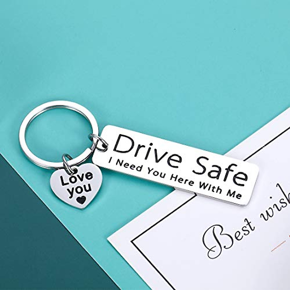Drive Safe Keychain for Him Men Boyfriend Husband Birthday Father's Day Gifts Dad from Son Daughter Wife Girlfriend Brother Sister Birthday New Driver Gifts for Him Her Stocking Stuffers