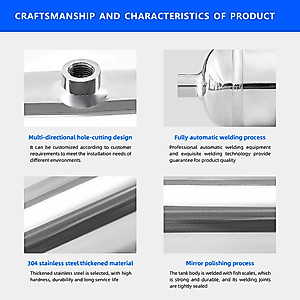 VUYOMUA 0.5Gallon 304 Stainless Steel High Pressure Mini Small Portable Air Tank Air Reservoir Water Storage Tank (2L-SG)