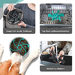 2 Pcs Dog Bowl Slow Feeder Insert, Cuttable Slow Feeder Dog Bowl Insert with Strong Suction Cups, Cat Dog Feeding Supplies, Slow Feeder for Most Dogs Bowl or Dogs Dish