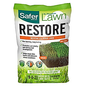 Safer Brand 9335SR Lawn Restore Natural Lawn Fertilizer - Non-Burning Fertilizer - 9-0-2 NPK - Covers up to 5,000 Sq Ft