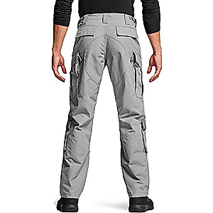 CQR Men's Tactical Combat Cargo Pants, Water Resistant Ripstop, Military Outdoor Hiking Work Apparel, Stone, Medium