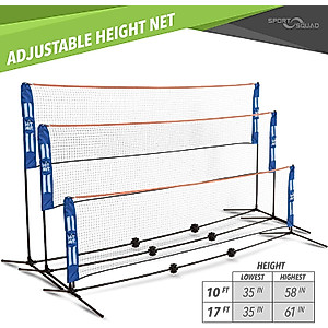 HIT MIT Adjustable Height Portable Badminton Net Set - Competition Multi Sport Indoor or Outdoor Net for Playing Pickleball, Kids Volleyball, Soccer Tennis, Lawn Tennis -Easy and Fast Assembly,17 Feet