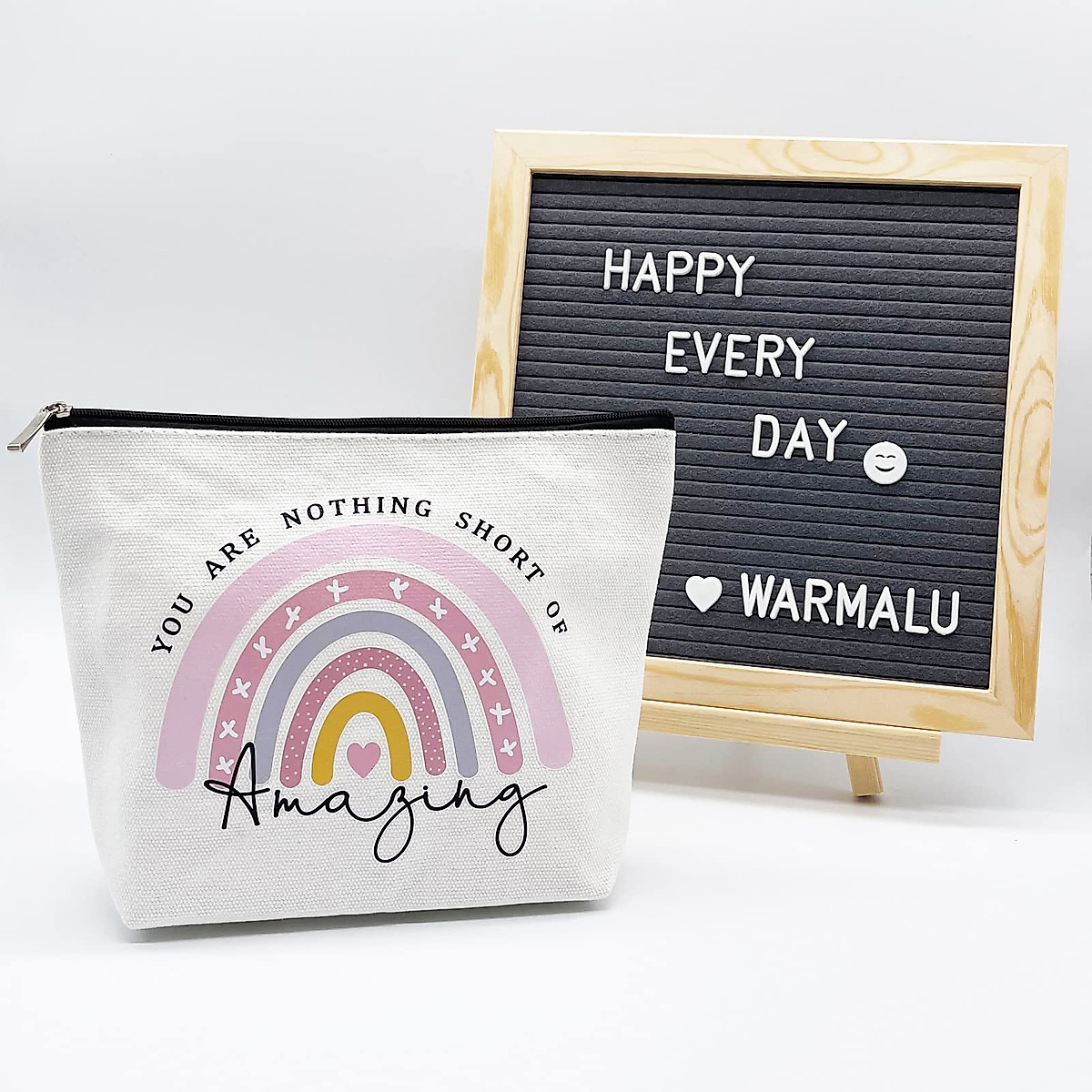 Inspirational Gifts for Women, Thank You Gifts, You Are Nothing Short of Amazing Rainbow Cosmetic Bag, Birthday Gifts for Women, Best Friend, BFF, Bestie, Sister, Boss, Wife, Teacher, NHS, Nurse, Her