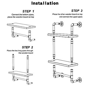 LoftPaipes Industrial Pipe Bathroom Shelf,Rustic Wood Wall Mount Shelf with Towel Bar,24" Black Matte Towel Racks,2 Tiered Metal Floating Shelves Shelving Iron Towel Holder