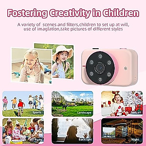 Makolle Kids Camera,Kids Camera for Girls,Kids Digital Camera Kids Video Camera for vlogging Christmas Birthday Gifts for Girls Age 3-9 Portable Toy for 3 4 5 6 7 8 Year Old Girls with 32GB SD Card