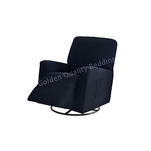 Golden Quality Bedding Stretch Recliner Slipcover One Piece Furniture Protector with Elastic Straps and Pocket Polyester Spandex Super Soft Non-Brushed Fabric Fits Most Recliner Sizes (Navy Blue)