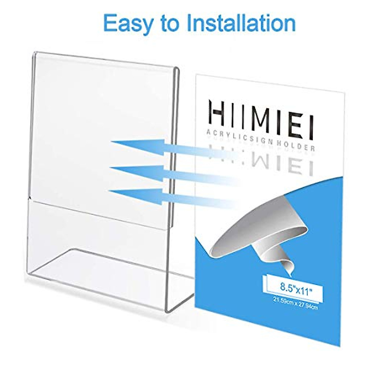 8.5x11 Acrylic Sign Holder, HIIMIEI Slant Back Sign Holders Portrait Ad Frames Clear Durable Flyer Display Stand for Office Home Store Restaurant Pack of 12