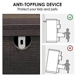 HOSTACK 5 Drawer Tall Dresser, Modern Farmhouse Chest of Drawers, Wood Dressers Organizer, Accent Storage Cabinet for Living Room, Hallway, Home Office, Dark Brown