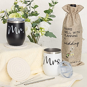 Wedding Gifts for Couple (11 Piece Set), Cool Engagement Gifts Baskets for Newlywed, Unique Mr and Mrs Gifts for Bride and Groom, Bridal Shower Gift for Bride To Be, His and Hers Gifts, Just Married