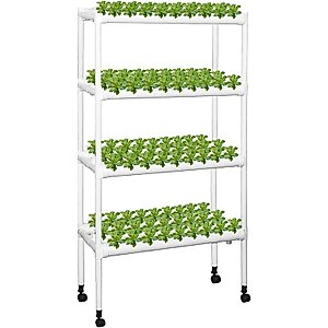 4 Layer Hydroponic Grow Kit with Wheels 108 Sites 12 Pipes Hydroponic Planting Equipment with Water Pump Hydroponic Growing System with Grow Baskets and Sponges