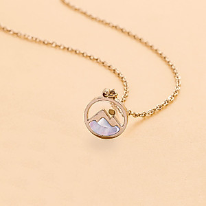 VZBarn Dainty 14k Gold Plated Stainless Steel Faith Necklace for Women Tiny Move Mountains Round Charm Choker Christian Jewelry Gift Rose Gold