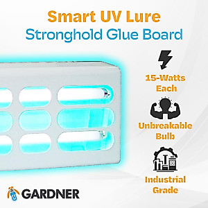 Gardner GT-180 Slimline, Fly Lights for Restaurants, Fly Light Trap, Wall Mounted Adhesive Trap, Perfect for Warehouses, Bakeries, Hospitals, Restaurants, Commercial Kitchen - 2-15 Watts (White)