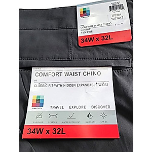 UNIONBAY mens Rainier Lightweight Comfort Travel Tech Chino Hiking Pants, Black, 34W x 32L US