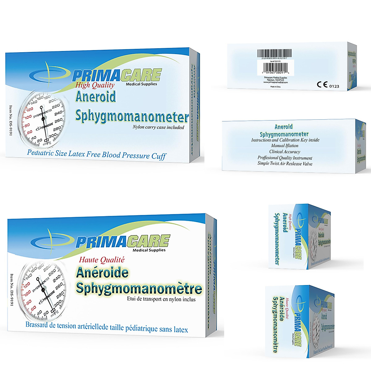 Primacare DS-9191 Pediatric Size Aneroid Sphygmomanometer Manual Blood Pressure Monitor Kit, BP Cuff with Latex Free Inflation System, Waterproof and Portable Nylon Carry Case