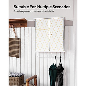 Bathroom Wall Cabinet Storage Cabinet Above Toilet, Bathroom Cabinet with Gold Decoration, Adjustable Shelves, Medicine Cabinet, and Space Saving Medicine Cabinet in The Living Room Cabinet White