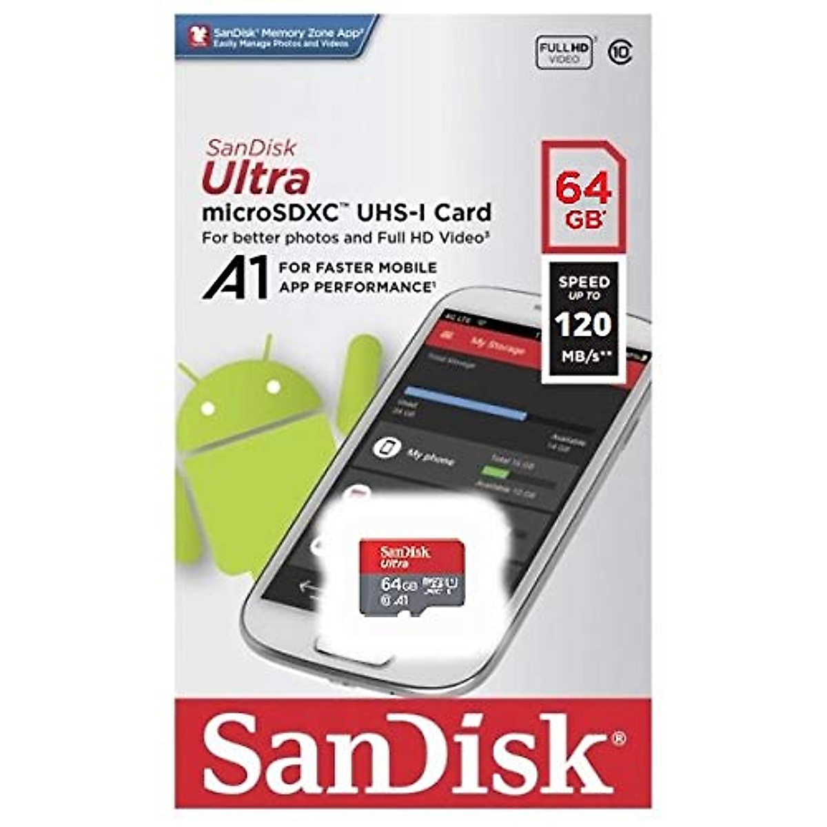 SanDisk Ultra 64GB Micro SD Card for Motorola Phone Works with Moto G Power (2021), One 5G Ace, Moto G Play (SDSQUA4-064G-GN6MN) Bundle with (1) Everything But Stromboli MicroSDXC Memory Card Reader