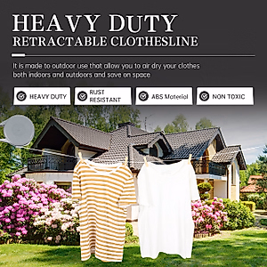 ZOES HOMEWARE Retractable Clothesline Heavy Duty Retracting Clothes Line Outdoor and Indoor with Durable ABS Shell and 38 Feet Extruded PVC Line,with Lock to Prevent Sagging
