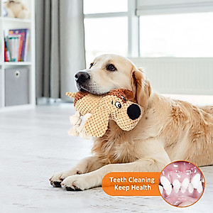 IOKHEIRA Interactive Squeaky Dog Toys Sturdy Plush Toy for Aggressive Chewers Large Dog Toys with Squeaker and Crinkle Material Tug of War Dog Toys
