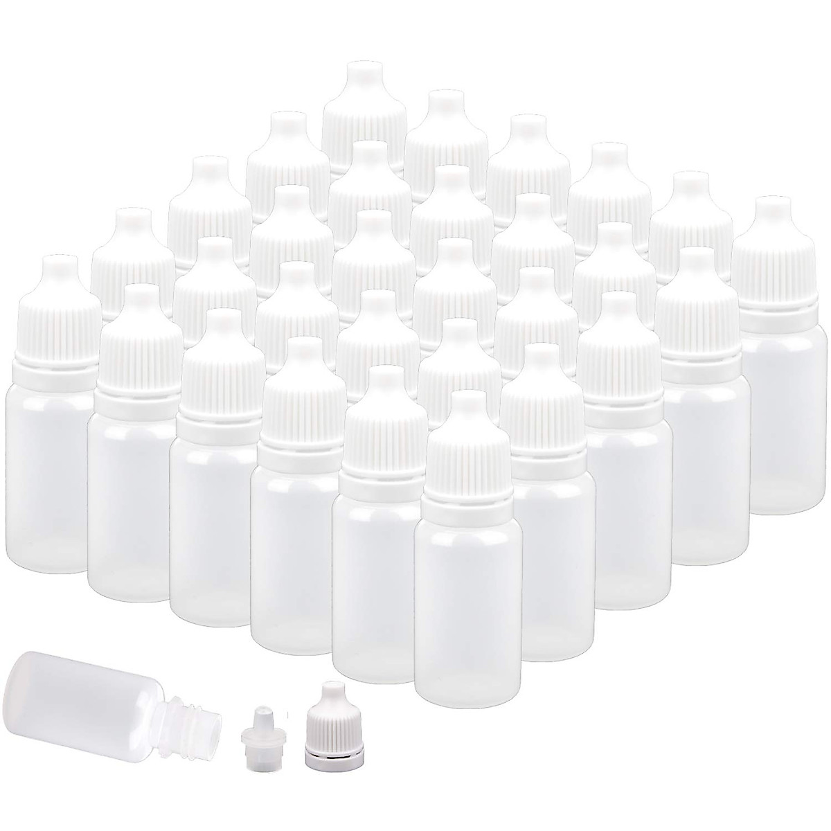 Nicunom 150 Pack Plastic Dropper Bottle, 10ml Clear Empty Squeezable Drop Bottles Essential Oil Bottle Containers Eye Liquid Dropper with Cap