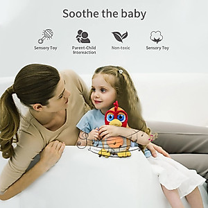 TOYMAKER La Granja de Zenon Bartolito Light Up Stuffed Animal Plush Baby Soother Chicken Spanish Toys 6 to 12 Months Crib Soother with Music and Lights for Birthday