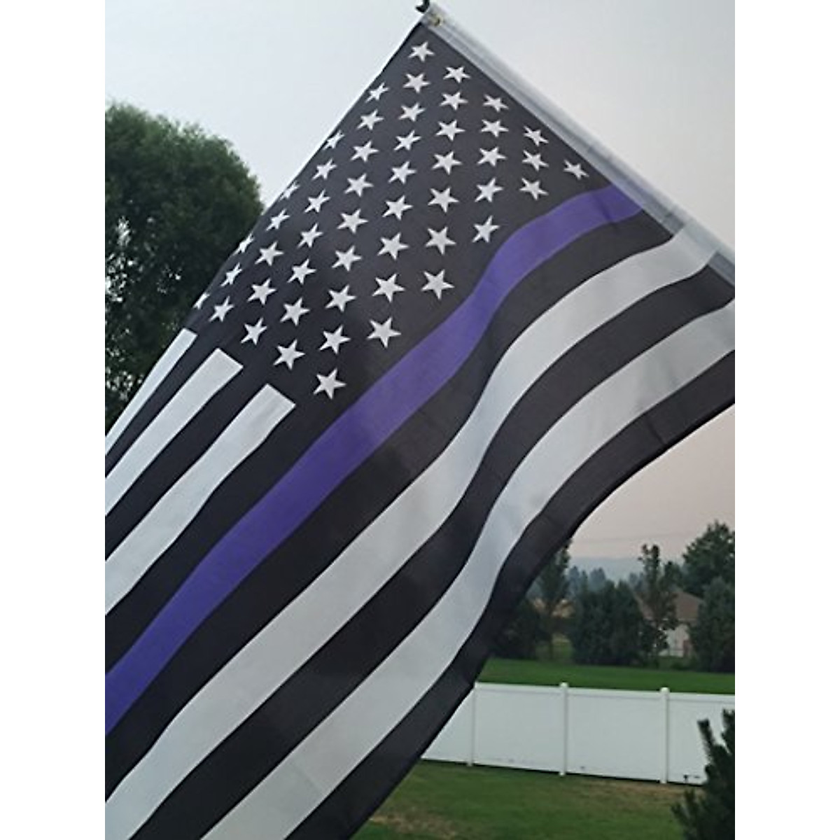 Thin Blue Line American Flag - 3 by 5 Foot Flag Honoring our Men and Women of Law Enforcement- Black, White, and Blue with Brass Grommets