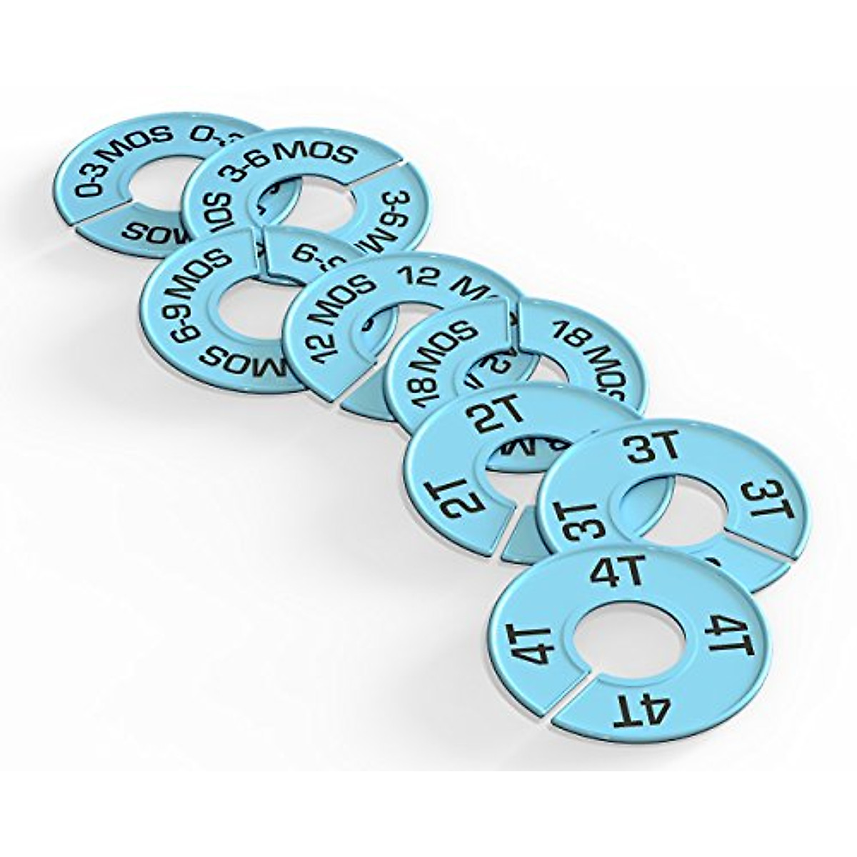 Discount Sizing Colored Closet Rack Size Divider Organizer Set- 24 Pieces Baby Toddler - Various Quantities Available (24) (Baby Blue)