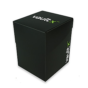 Vault X ® Deck Box and 150 Black Card Sleeves - Large Size for 120-130 Sleeved Cards - PVC Free Card Holder for TCG (Black)