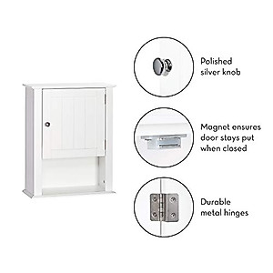 RiverRidge, White Ashland Single Door Wall Mount Cabinet with Shelves