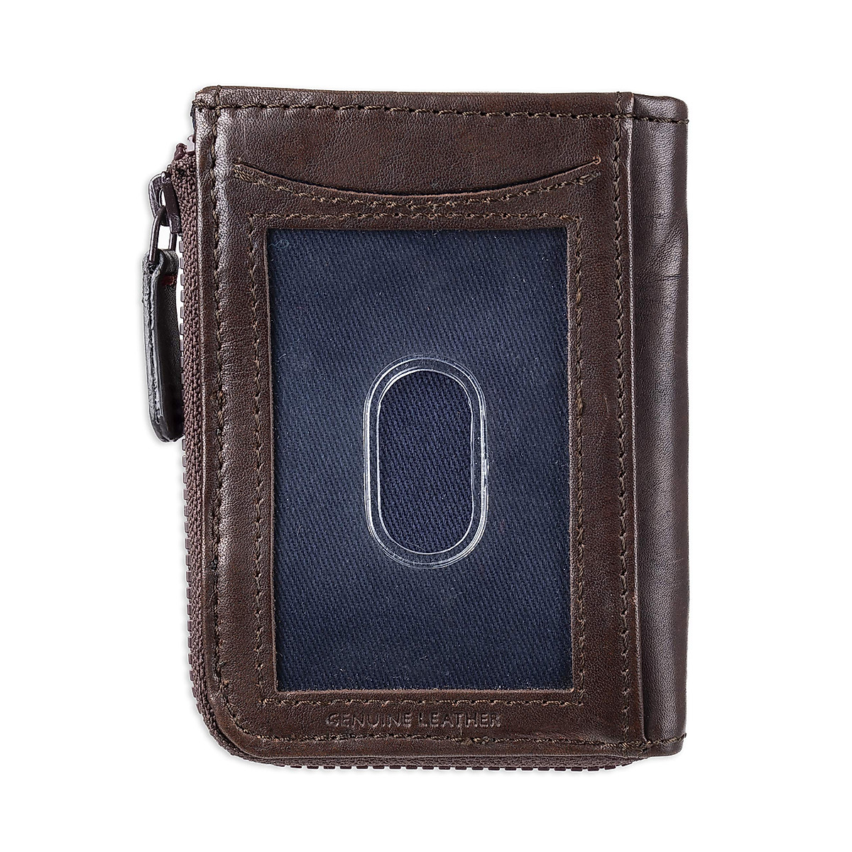 Damen + Hastings Men's RFID Zip Around Card Case Wallet, Brown, One Size