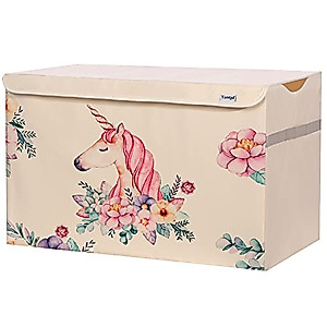 Yosayd Unicorn Toy Chest and Storage, Large Cute and Functional Toy Box Storage Cube with Handles