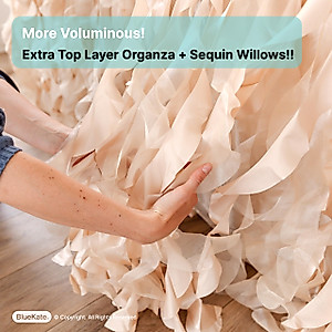 BLUEKATE Champagne Gold Table Skirt. 6ft Table Skirt with Double Layer Organza! Wedding Decorations Rustic Theme, Graduation, Gold Party Decorations. Tutu Table Skirts for Rectangle Tables 6ft