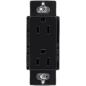 Lutron Claro 15 Amp Duplex Outlet, Black, with 1-Gang Wallplate