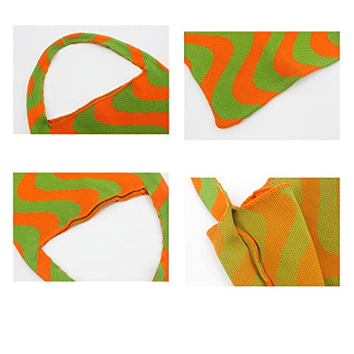 Woven Tote Bag, Knitted Messenger Bag Wavy Striped Shoulder Bag Underarm Colorblocking Women'S Bag (blue-green)