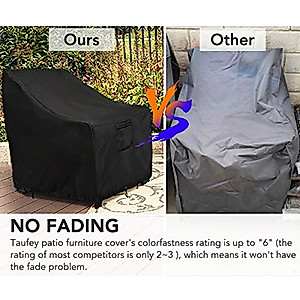 Taufey Patio Chair Covers, 31''Lx38''Dx30''H 600D Heavy Duty Rip-Stop and Waterproof Outdoor Chair Covers (2 Pack - Medium, Black)