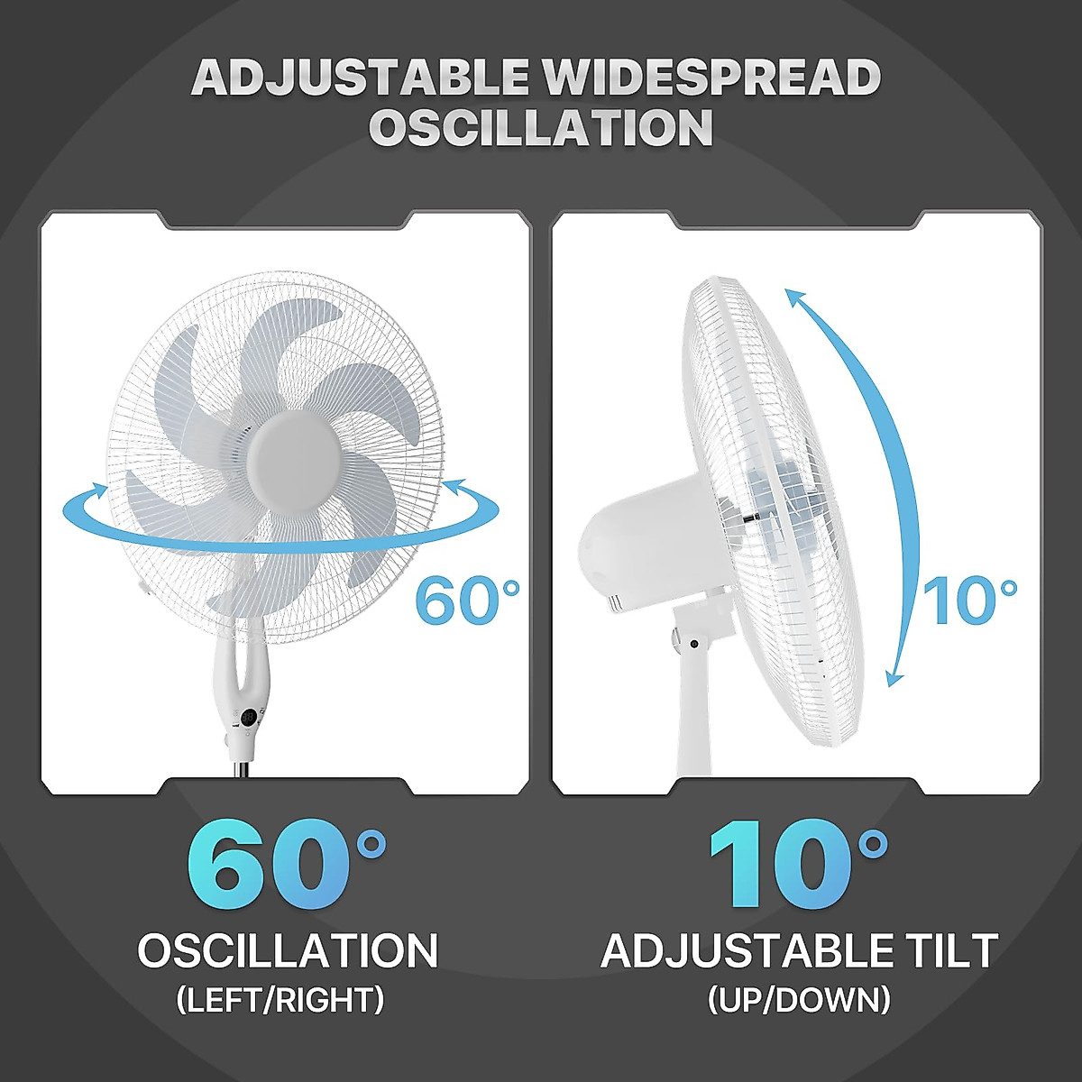 mollie Oscillating Pedestal Fan with Remote Control 12H Timer Portable Adjustable Height 6 Blades Quiet Air Circulator Standing Floor Fan for Bedroom Home White