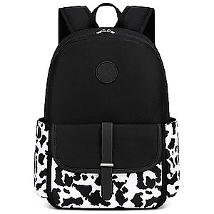 Bluboon College Laptop Backpack School Bookbag Travel School Bag for High School(Cow-Black)