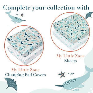 100% Cotton Crib Sheets for Baby Boys and Girls, Ocean Crib Sheets - Ocean Stars, Teal-White, 2 Pack Nautical Crib Sheets, Ocean Nursery Decor