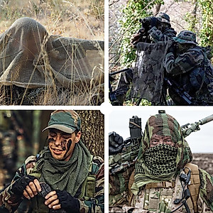HYOUT Tactical Military Neck Scarves Woodland Camo Scarf Sniper Veil Desert Shemagh for Wargame Outdoor Sports