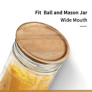 6-Pack Wide Mouth Wooden Mason Jar Lids for Ball/Mason Jars, Reusable Acacia Wood Mason Jar Lids with Airtight Silicone Seal Perfect for Dry Food Storage (Brown)